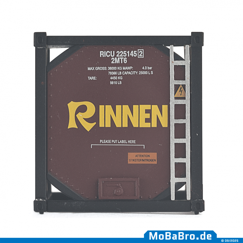 Brauner 20ft Tank-Container "Rinnen" in 1:87 (H0)