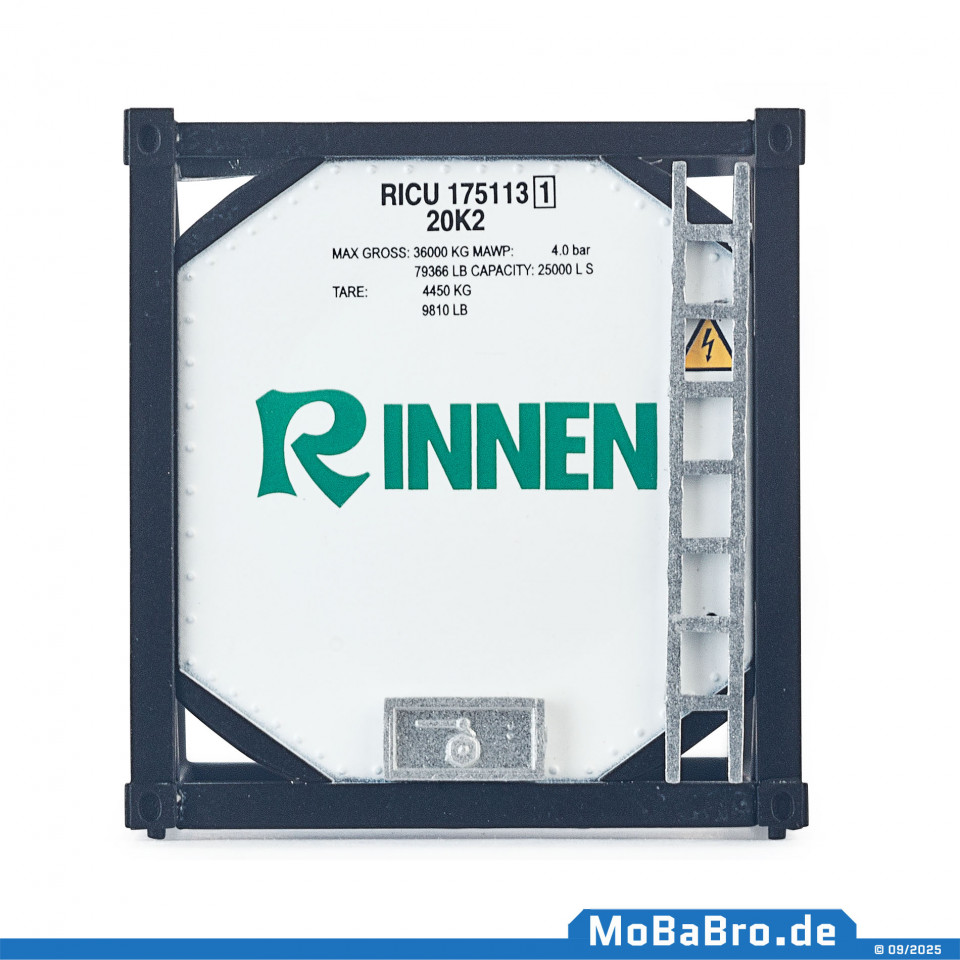 White colored 20ft tank container "Rinnen" in 1:87 (H0)